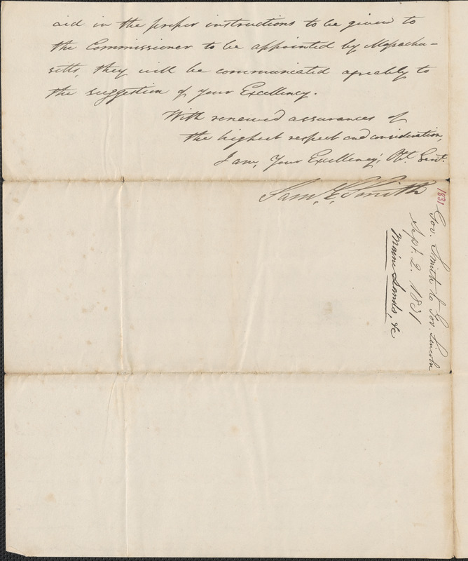 Samuel Smith to Levi Lincoln, 2 September 1831 - Digital Commonwealth