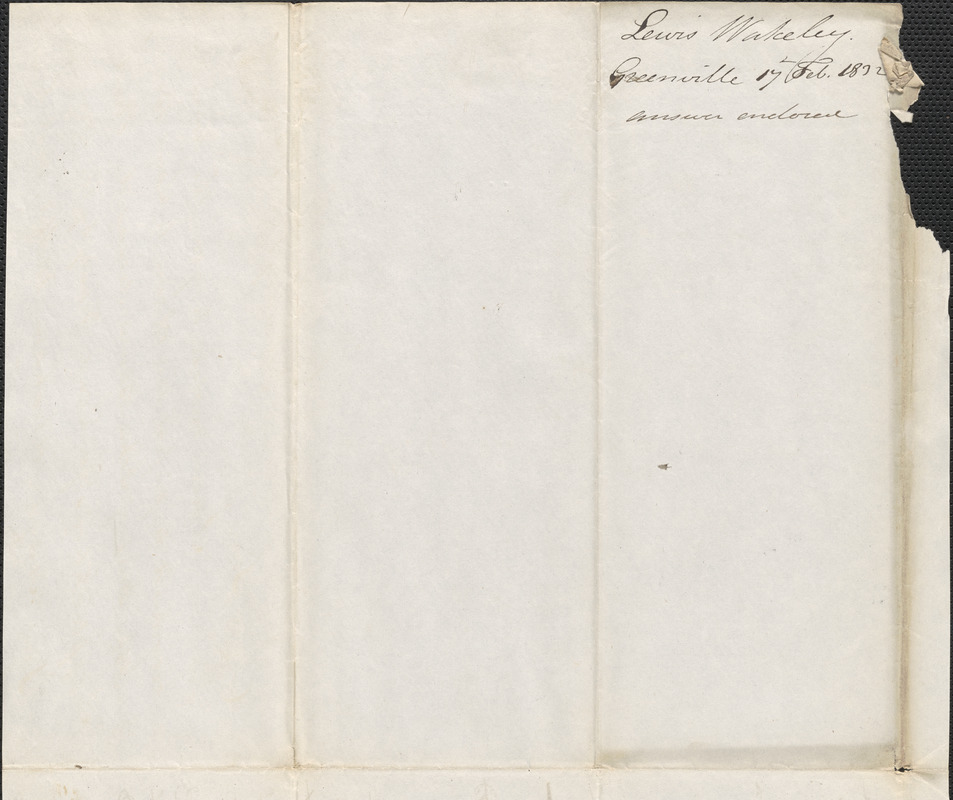 Lewis Wakeley to George Coffin, 17 February 1832 - Digital Commonwealth