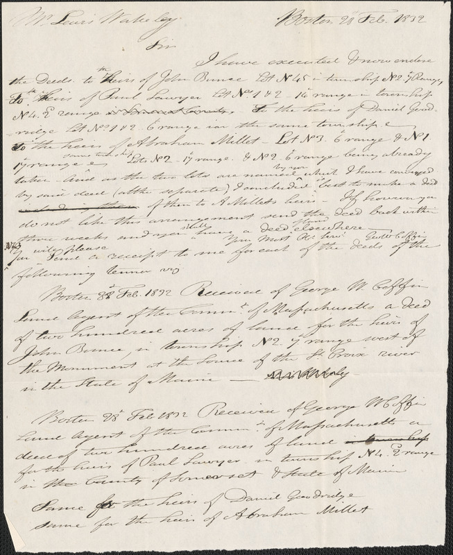 George Coffin to Lewis Wakeley, 28 February 1832 - Digital Commonwealth