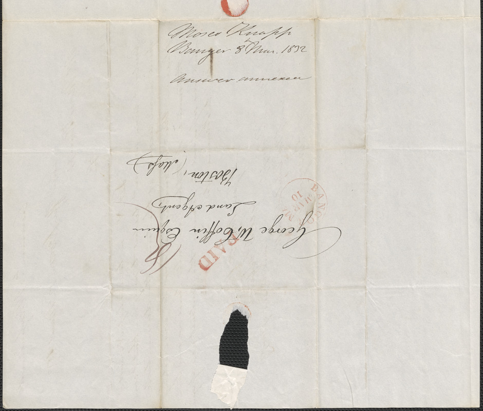 Moses Knapp to George Coffin, 8 March 1832 - Digital Commonwealth