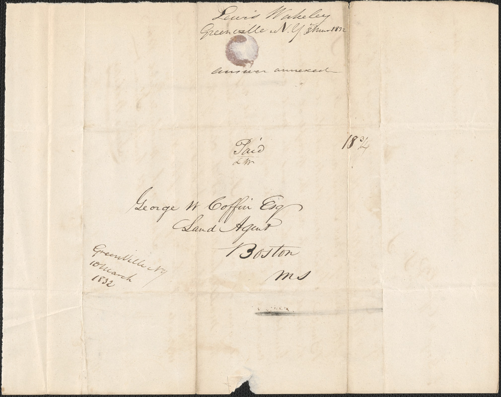 Lewis Wakeley to George Coffin, 8 March 1832 - Digital Commonwealth