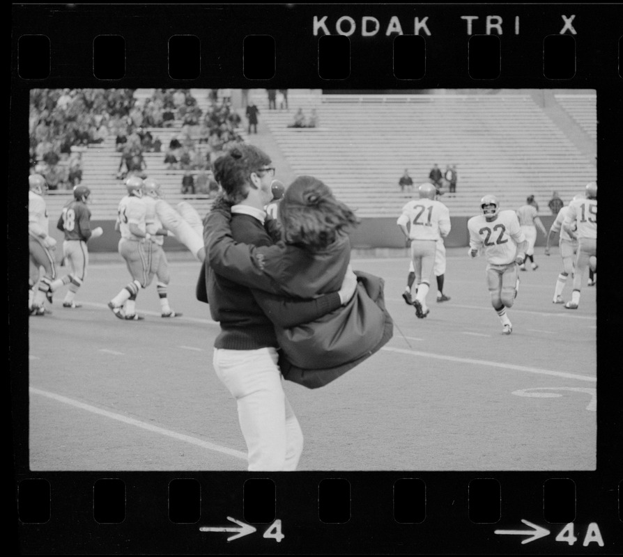 Spectators on the sideline during a Boston College vs. Holy Cross ...