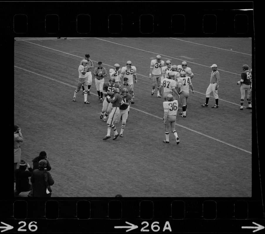Spectators seen high up in the stands during a Boston College vs. Holy ...