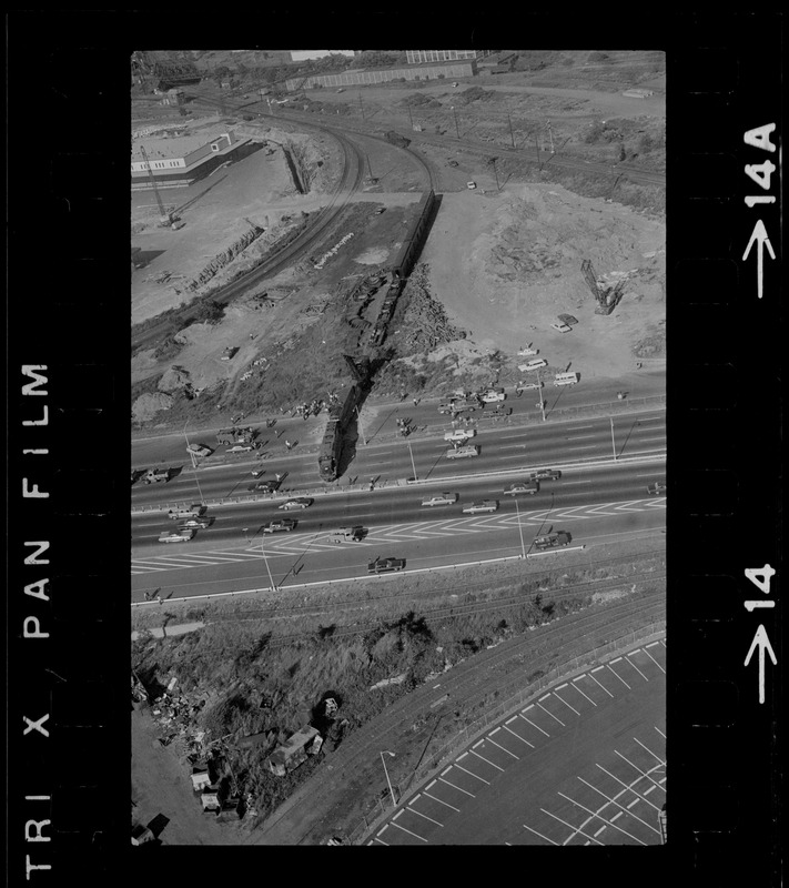 Runaway Penn Central locomotives block most of the Northbound lane of ...