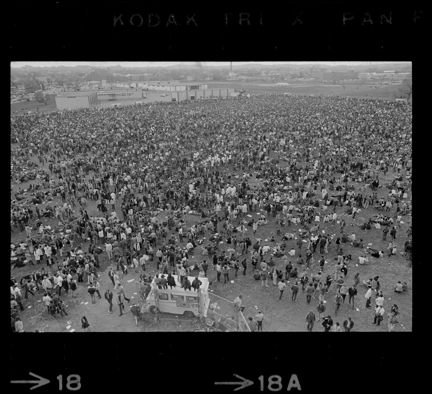 View of the crowd at a student rally at Soldiers Field - Digital ...