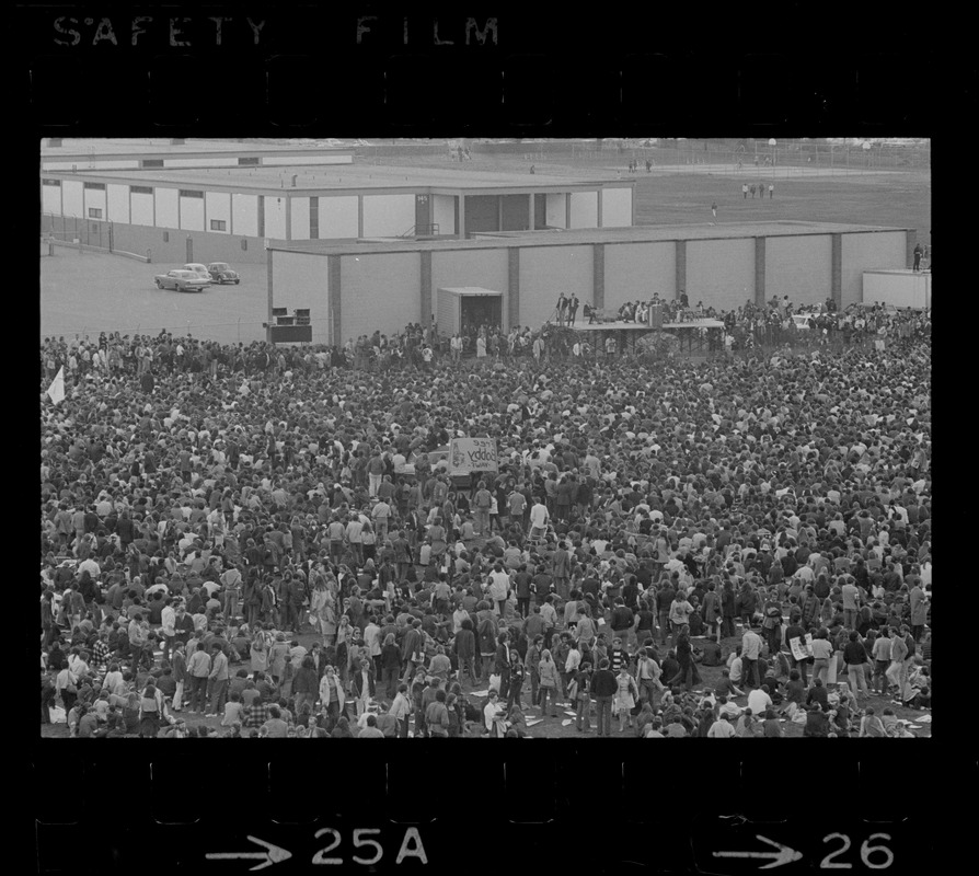 View of the crowd at a student rally at Soldiers Field - Digital ...