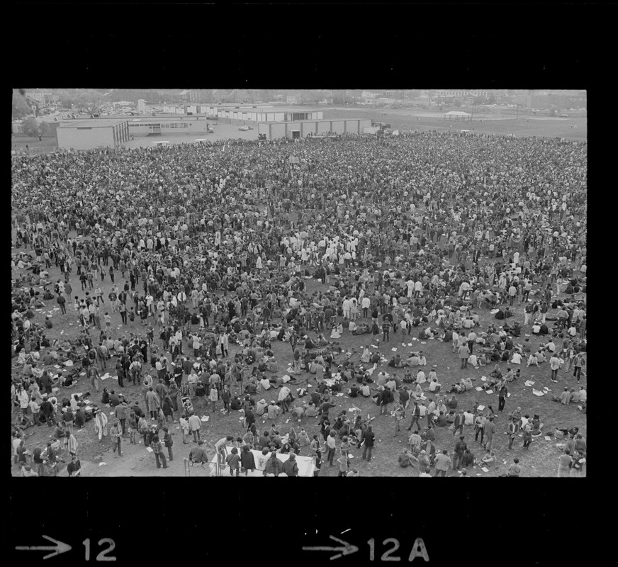 View of the crowd at a student rally at Soldiers Field - Digital ...