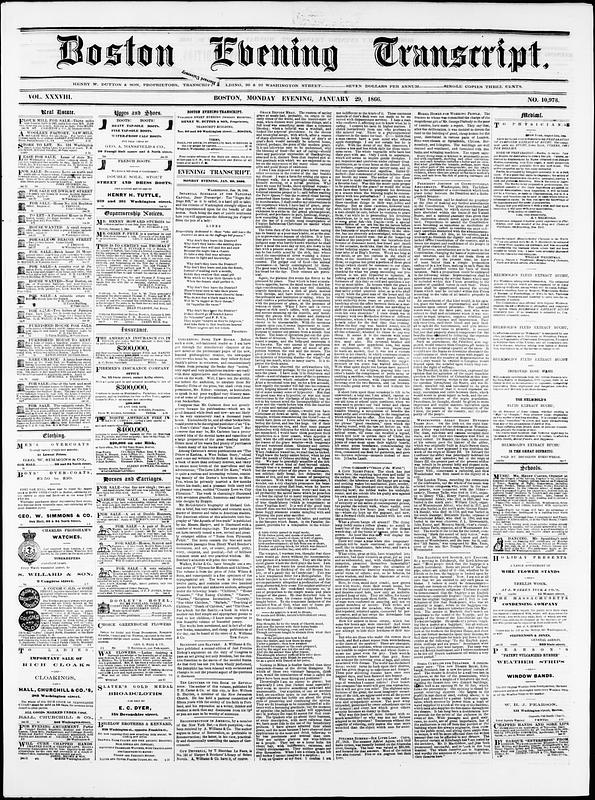 Boston Evening Transcript. January 29, 1866 - Digital Commonwealth