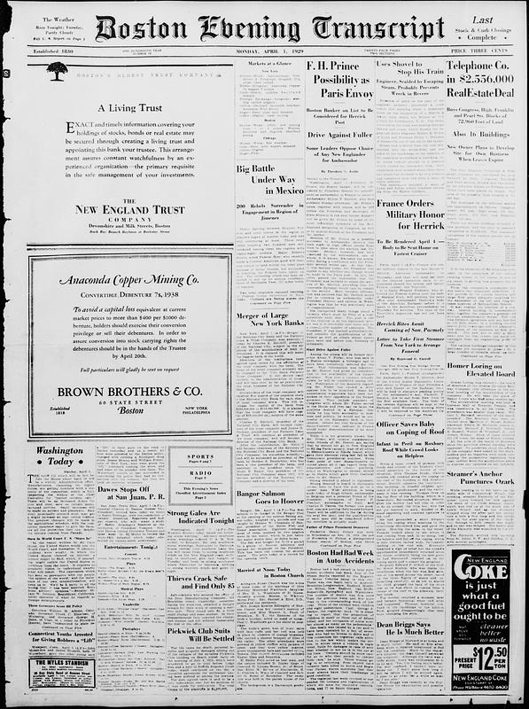 Boston Evening Transcript. April 01, 1929 - Digital Commonwealth