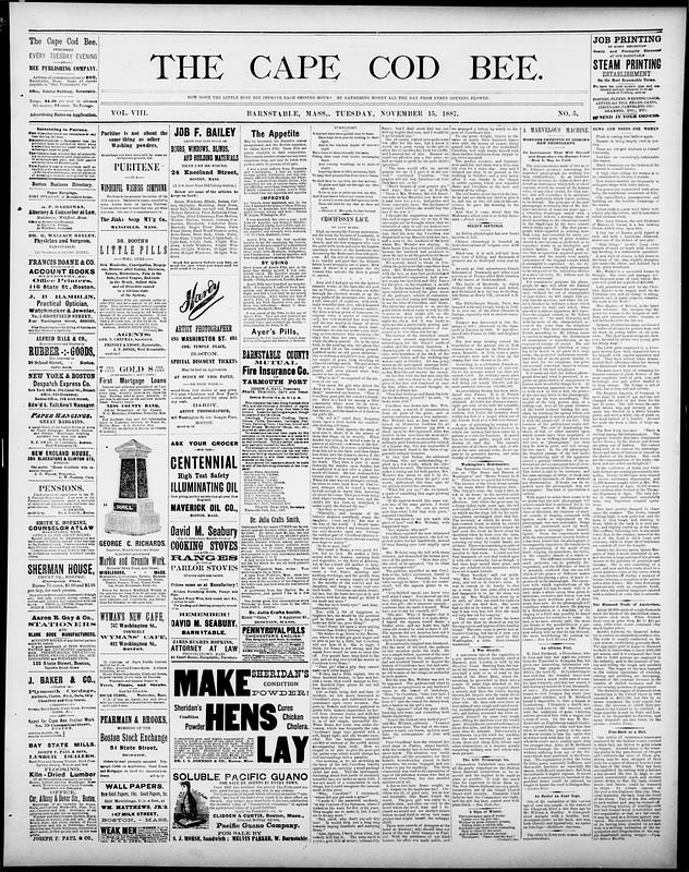 The Cape Cod Bee. November 15, 1887 - Digital Commonwealth