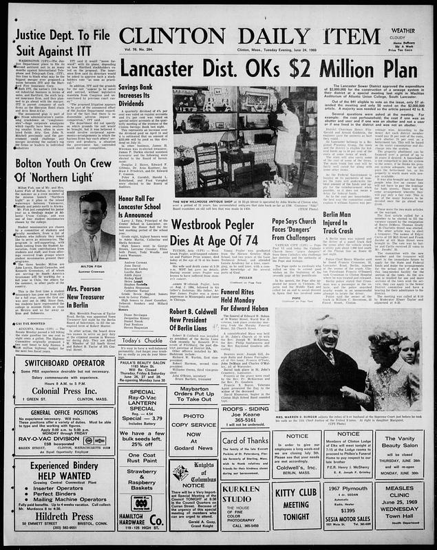 Clinton Daily Item. June 24, 1969 - Digital Commonwealth