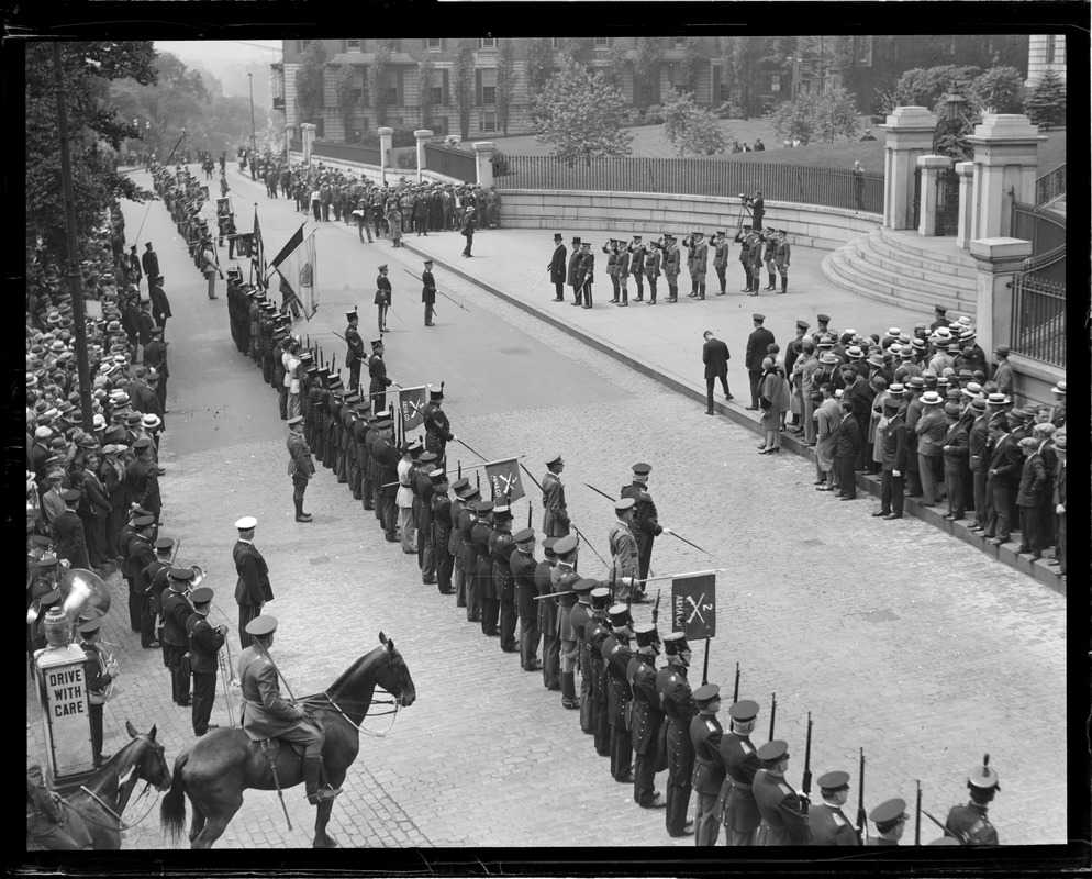 Gov. Frank Allen reviews Ancient's Parade - Digital Commonwealth