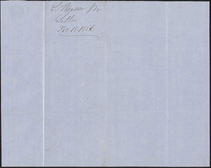 Samuel Warner to W. A. Harrington, 18 December 1856 - Digital Commonwealth