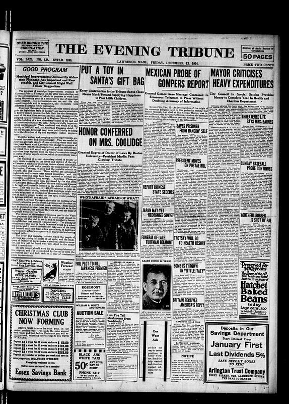 The Evening Tribune. December 12, 1924 - Digital Commonwealth