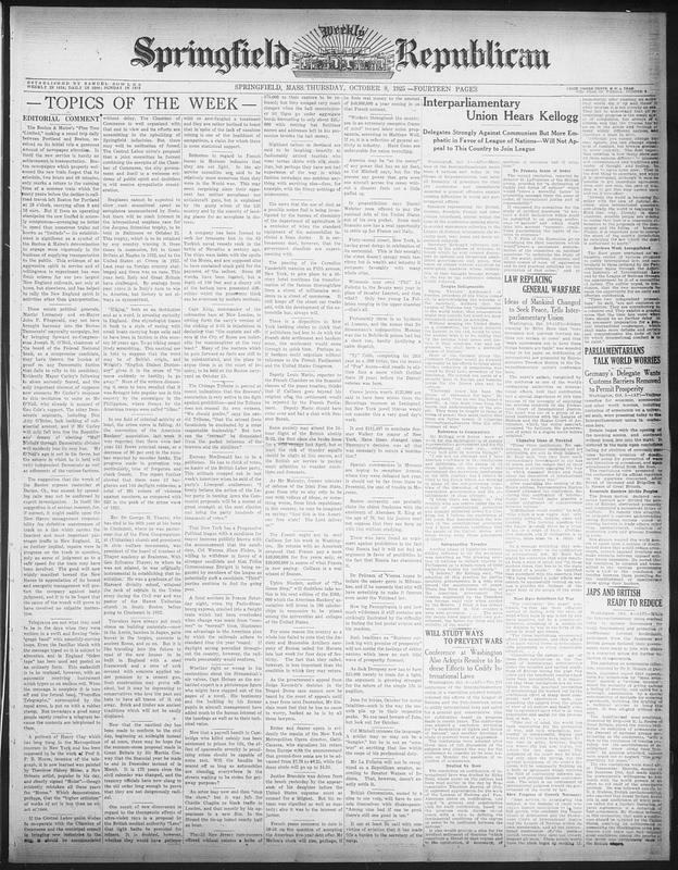 Springfield Weekly Republican. October 08, 1925 - Digital Commonwealth