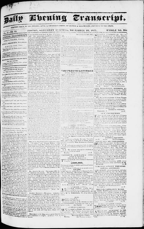 Daily Evening Transcript. November 19, 1831 - Digital Commonwealth