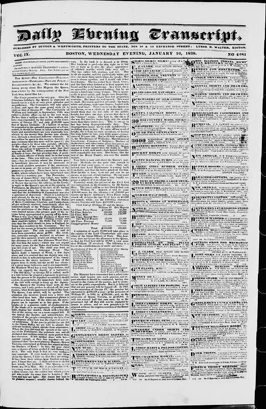 Daily Evening Transcript. January 10, 1838 - Digital Commonwealth