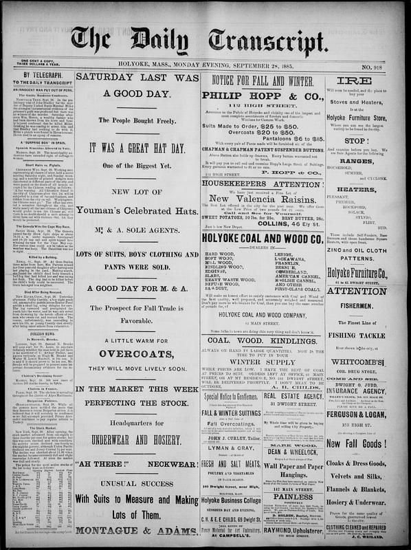The Daily Transcript. September 28, 1885 - Digital Commonwealth