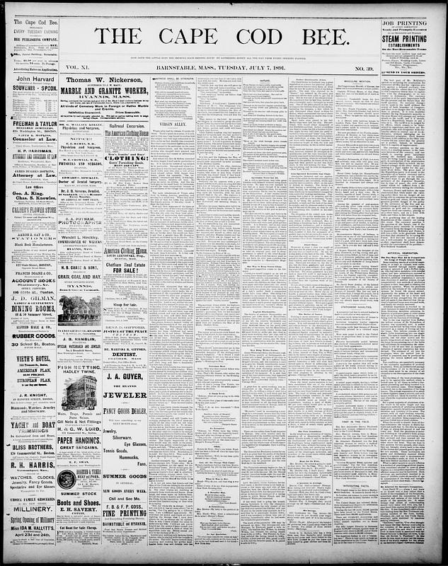 The Cape Cod Bee. July 07, 1891 - Digital Commonwealth