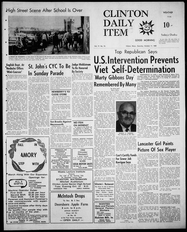 Clinton Daily Item. October 11, 1969 - Digital Commonwealth