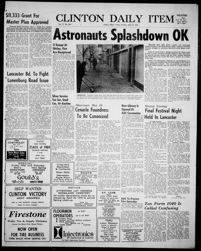 Clinton Daily Item. April 17, 1970 - Digital Commonwealth