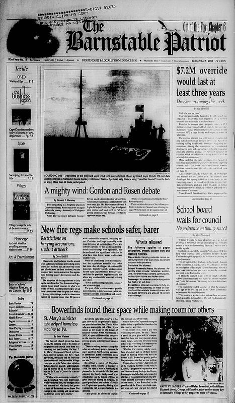 Barnstable Patriot. September 05, 2003 - Digital Commonwealth