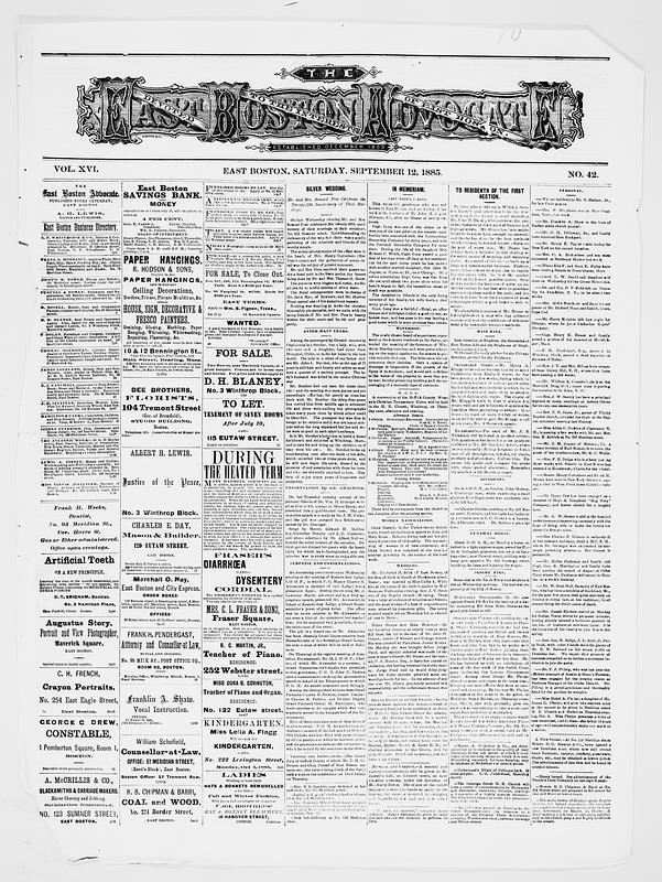 The East Boston Advocate. September 12, 1885 - Digital Commonwealth