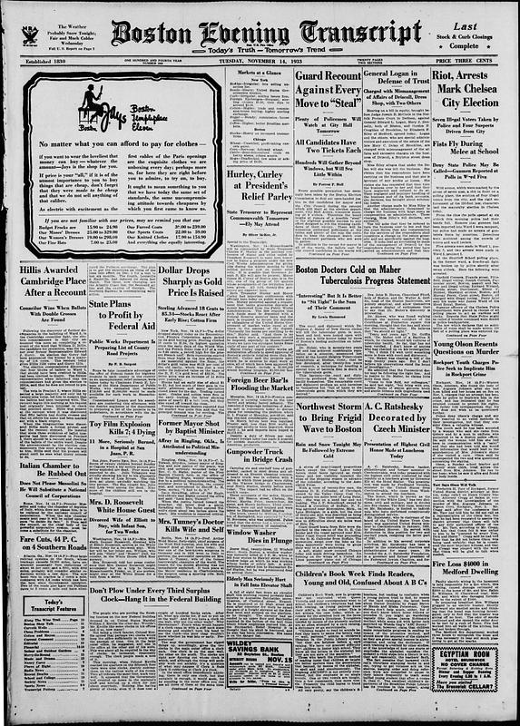 Boston Evening Transcript. November 14, 1933 - Digital Commonwealth