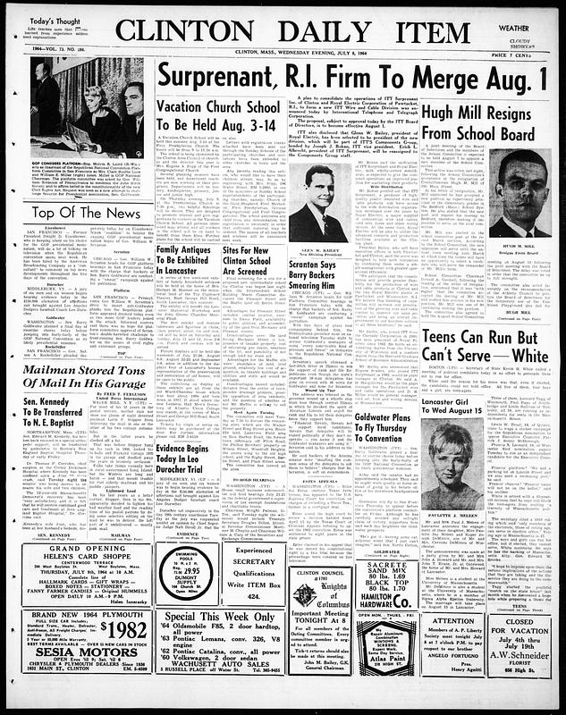 Clinton Daily Item. July 08, 1964 - Digital Commonwealth