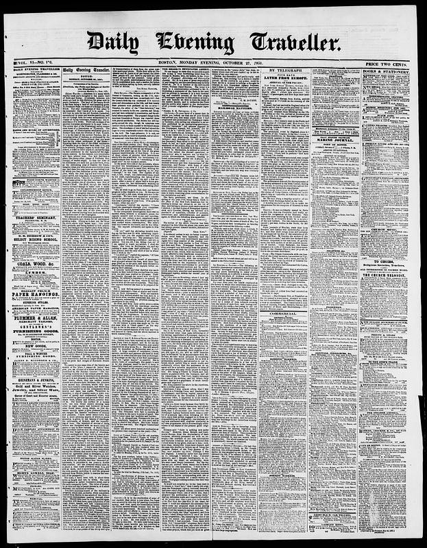Daily Evening Traveller. October 27, 1851 - Digital Commonwealth