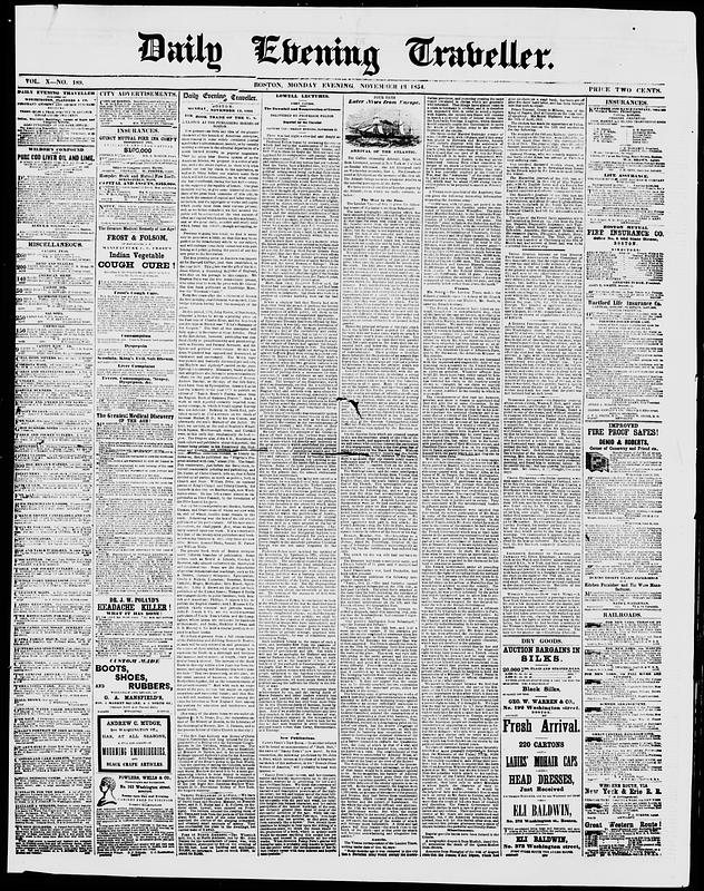 Daily Evening Traveller. November 13, 1854 - Digital Commonwealth