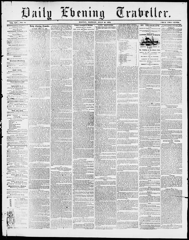 Daily Evening Traveller. July 26, 1858 - Digital Commonwealth