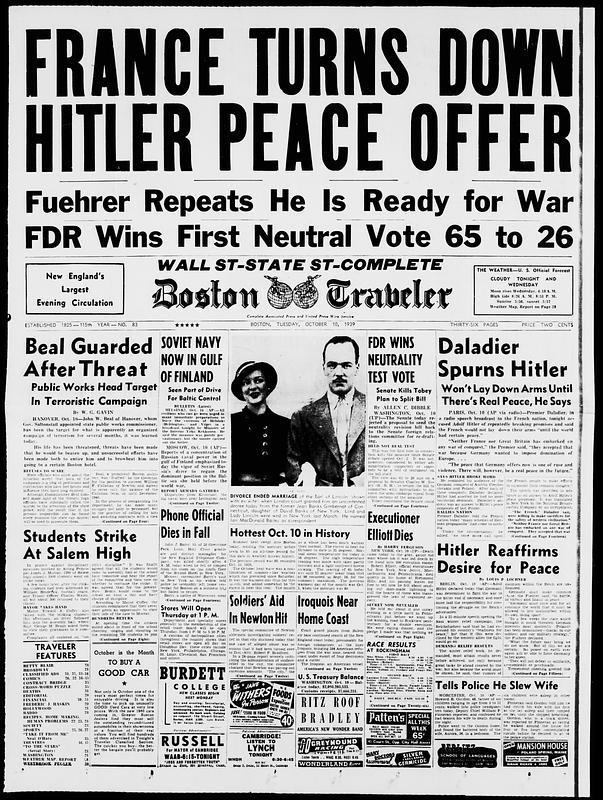 The Boston Traveler. October 10, 1939 - Digital Commonwealth