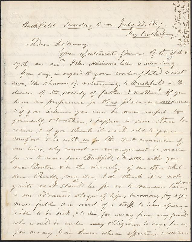 Letter from Zadoc Long to John D. Long, July 28, 1867 - Digital ...