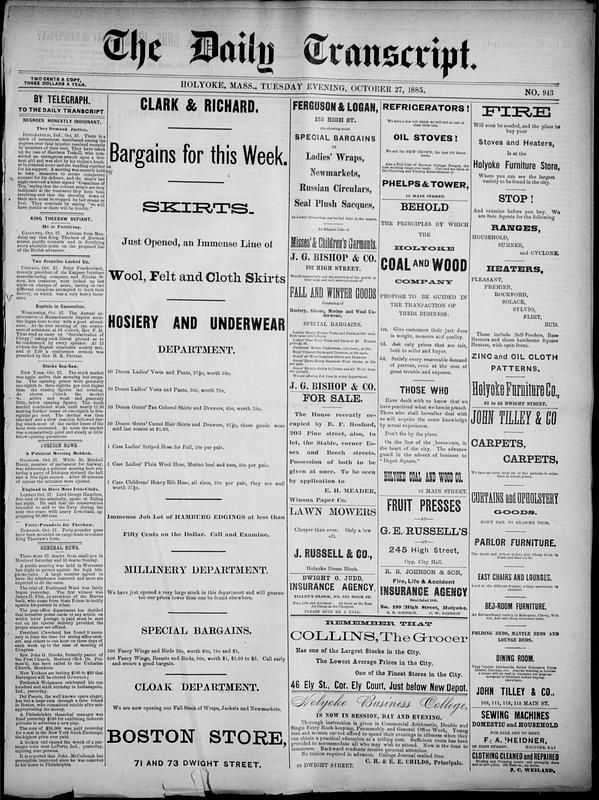 The Daily Transcript. October 27, 1885 - Digital Commonwealth