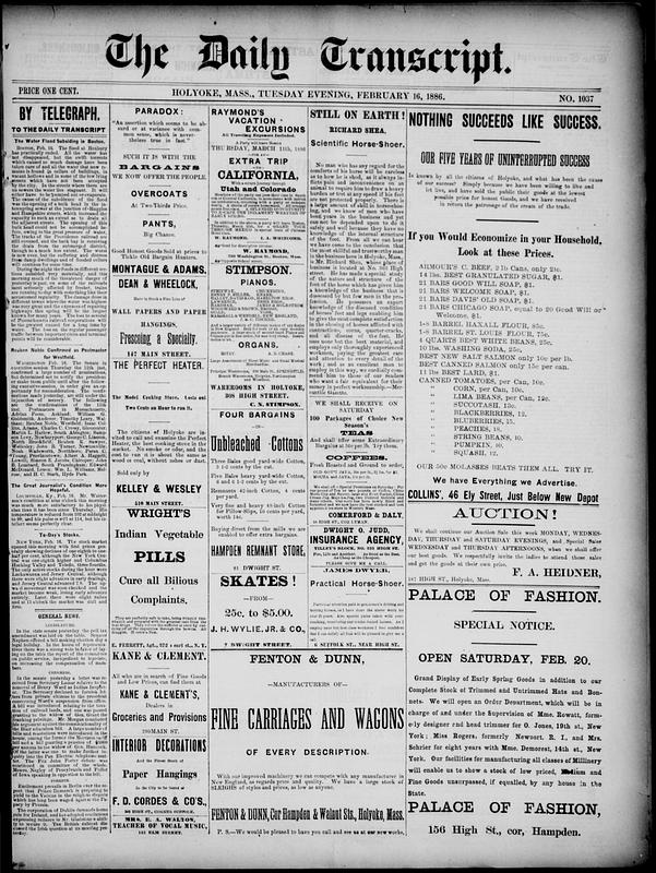The Daily Transcript. February 16, 1886 - Digital Commonwealth