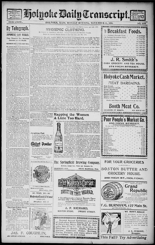 The Holyoke Daily Transcript. November 16, 1896 - Digital Commonwealth