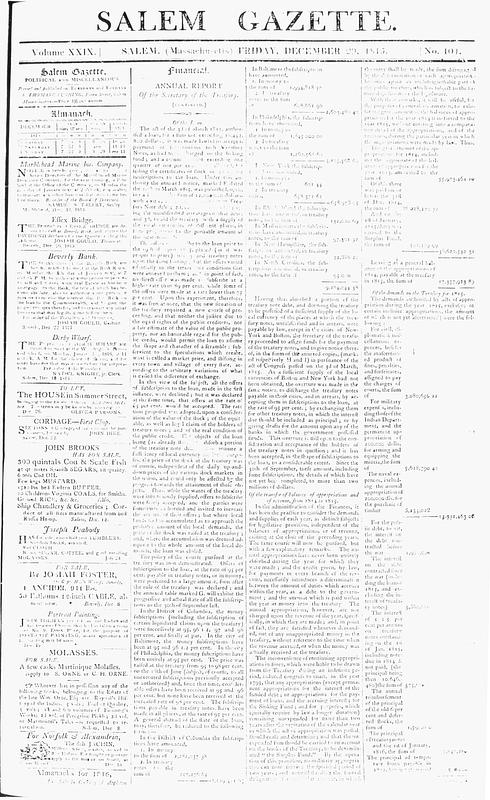 The Salem Gazette. December 29, 1815 - Digital Commonwealth