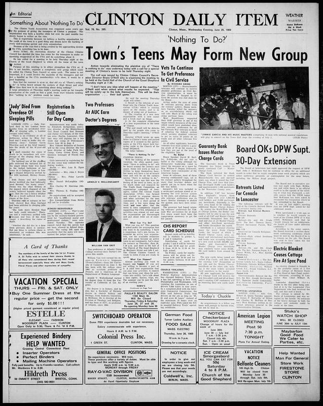 Clinton Daily Item. June 25, 1969 - Digital Commonwealth