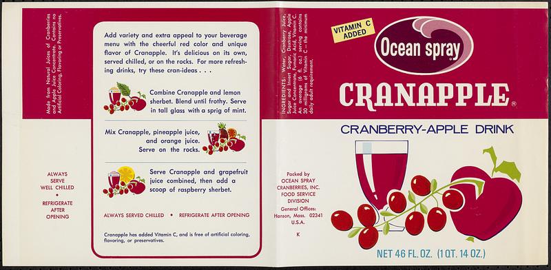 Ocean Spray Cranapple Cranberry-Apple Drink Bottle Label - Digital ...