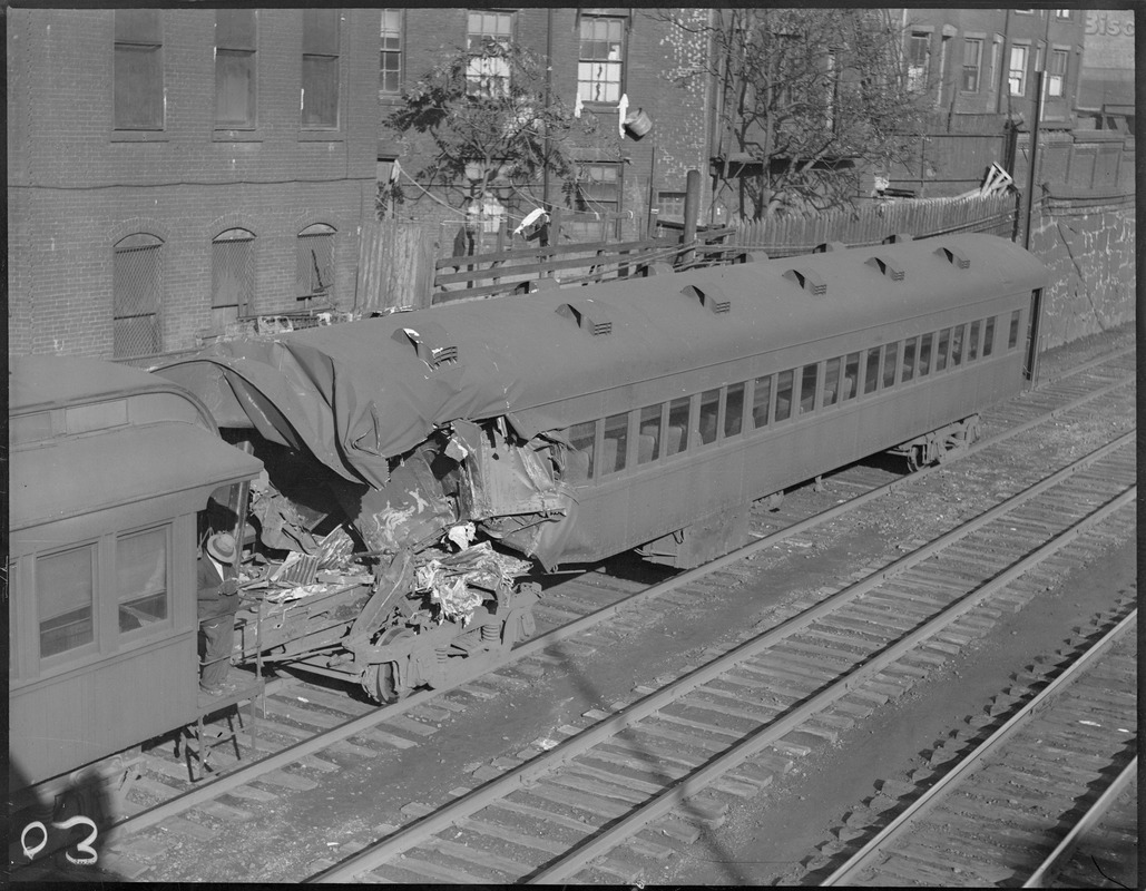 Two men die in locomotive wreck in Back Bay (Boston & Albany R.R. coach ...