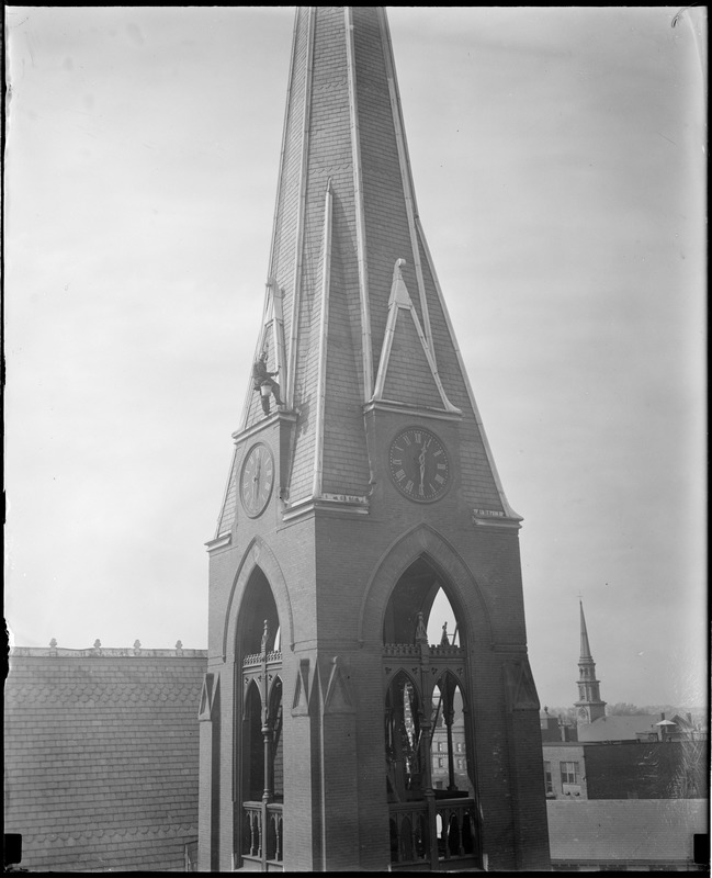 Steeplejack on First Baptist Church in Cambridge - Digital Commonwealth