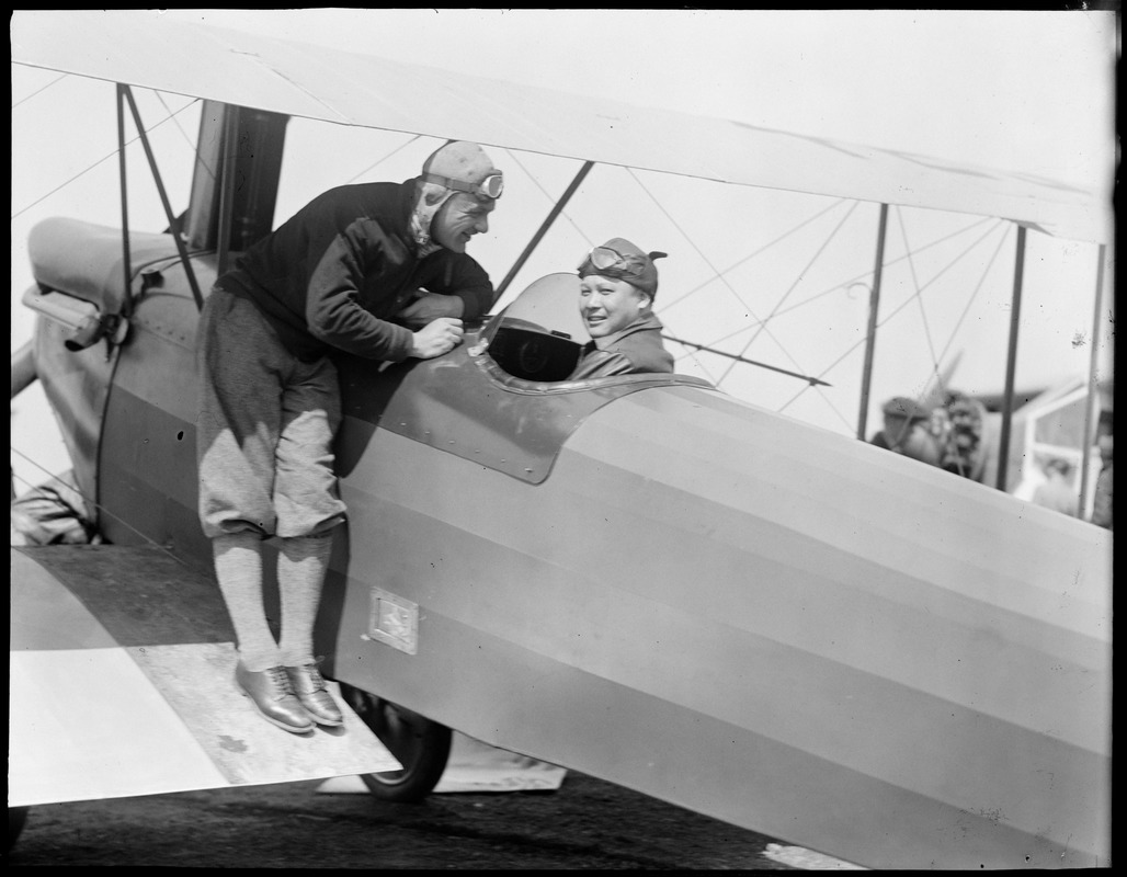 Chinese aviator Harry Dally King with Capt. Leyson at East Boston ...