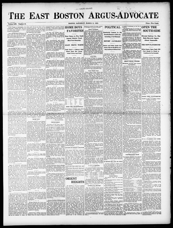 East Boston Argus-Advocate. March 11, 1922 - Digital Commonwealth