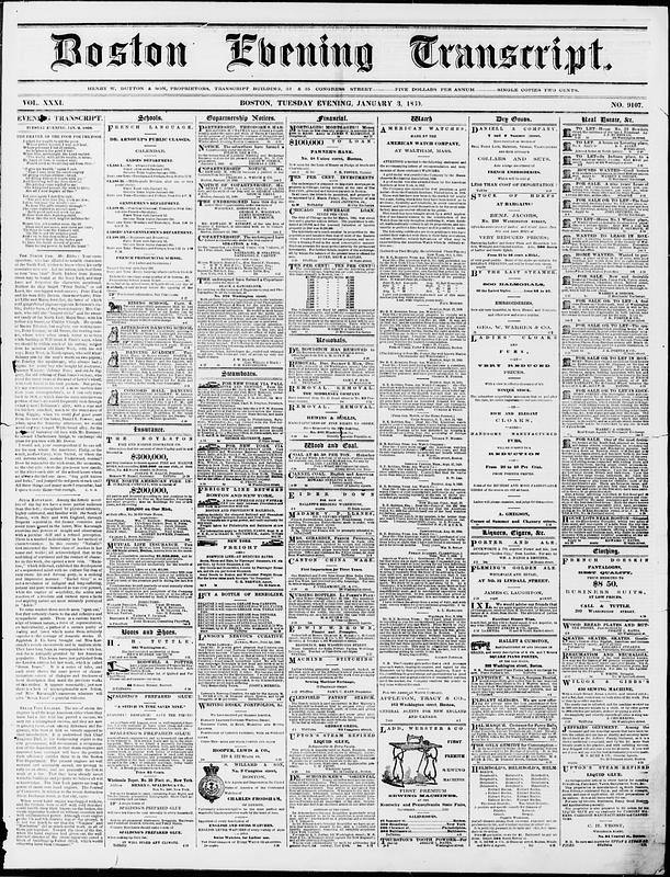 Boston Evening Transcript. January 03, 1860 - Digital Commonwealth