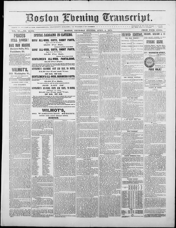 Boston Evening Transcript. April 04, 1878 - Digital Commonwealth