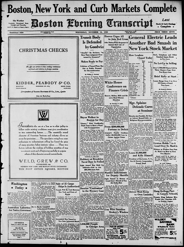 Boston Evening Transcript. November 13, 1929 - Digital Commonwealth