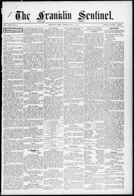 The Franklin Sentinel. April 11, 1913 - Digital Commonwealth