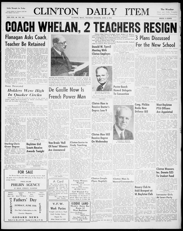 Clinton Daily Item. June 03, 1958 - Digital Commonwealth