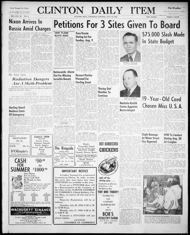 Clinton Daily Item. July 23, 1959 - Digital Commonwealth